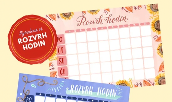 Vytiskni si - rozvrh hodin do školy - Chaukiss